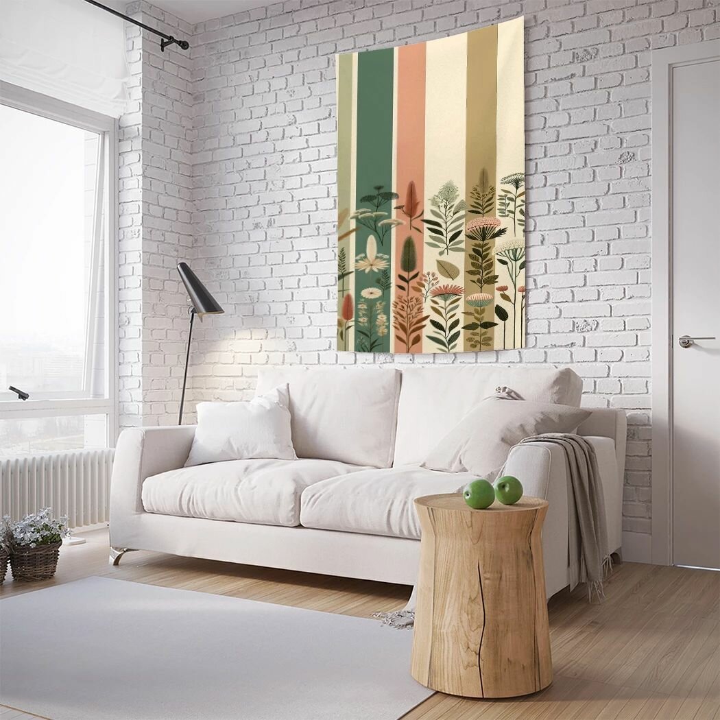 Вертикальное фотопанно на стену JoyArty "Сухоцветы в полоску", из ткани, 150х200 см