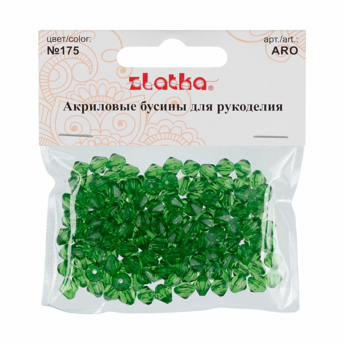 Бусины акрил "Zlatka"ARO 7 х 8 мм 25 г 175 зеленый