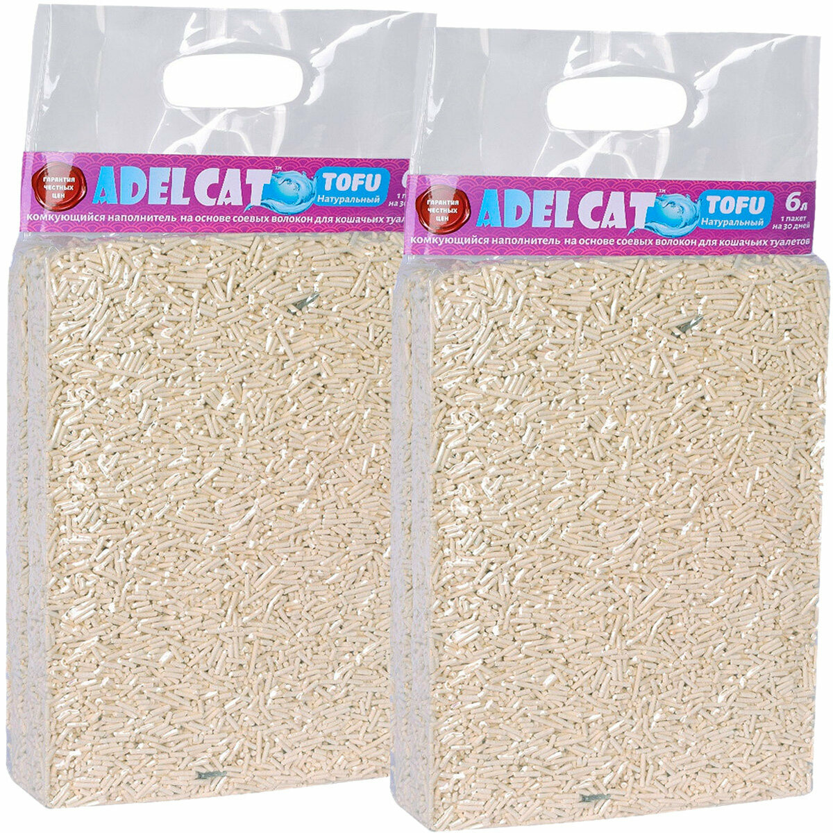 ADEL CAT TOFU наполнитель комкующийся на основе тофу для туалета кошек натуральный (6 + 6 л)