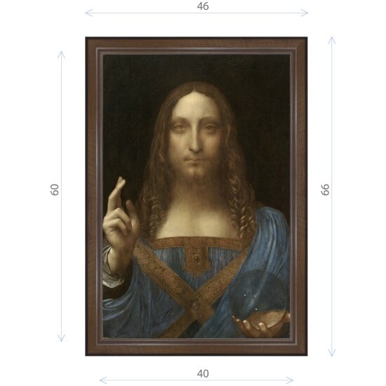 Картина Декор Депо Леонардо да Винчи Спаситель мира Матовая бумага в раме без стекла 66х46 см, DDK51016E21W40H60P24