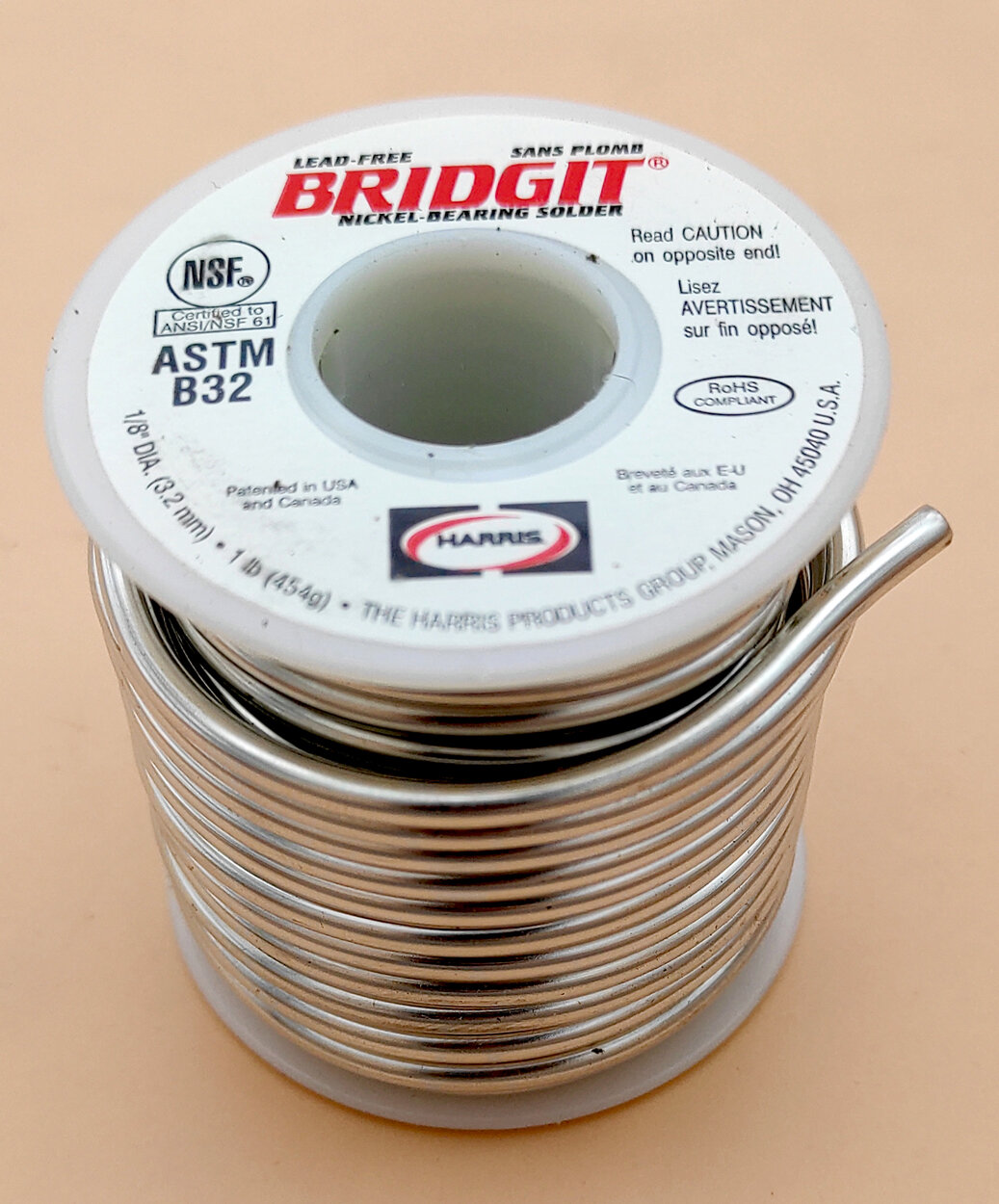 Припой Sn97Cu3 Ni0.2Ag0.15 d3.2 мм Bridgit L-Ag0.15, Harris, 0,454 кг