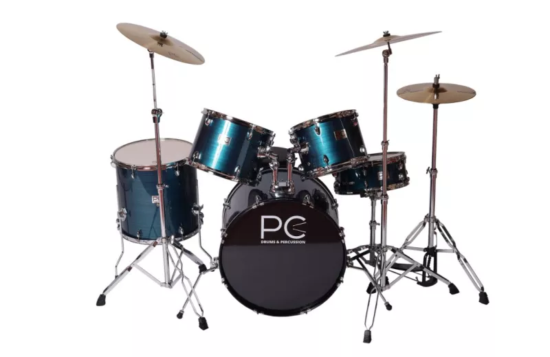 PCDS0901 BL ударная установка, 5 барабанов, 22х16", 16x16", 13x10", 12x9", 14x5,5", синие, стойки: под малый, журавль, прямая, хай-хет, педаль, стул, тарелки 14"HH,16" Crash,18"Crash Ride, PC drums