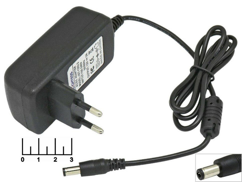 Блок питания 12V 2A JDT-1202-2 импульсный (5.5*2.5) + переходники (4.0*1.7/3.5*1.35)