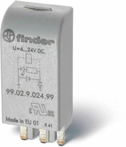99.02.9.024.99 Finder 6-24VDC , Модуль индикации и защиты; зеленый LED + диод (+ A1).