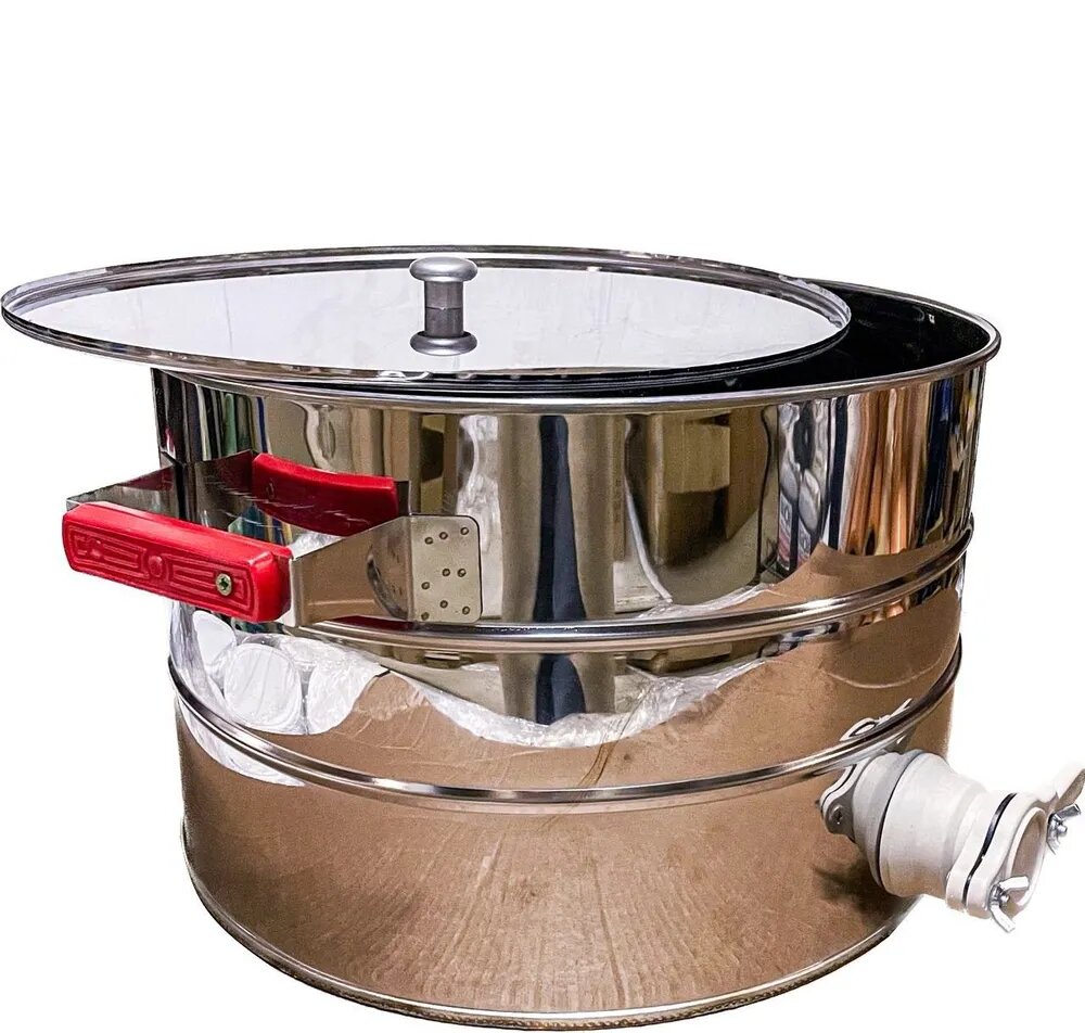 Отстойник для меда 30 л, нержавеющая сталь, пластиковый клапан, Планета Садовод, Серый