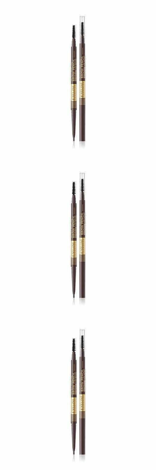 Eveline Cosmetics Карандаш для бровей Micro Precise Brow Pencil, водостойкий, № 03 Dark Brown, 3 шт.