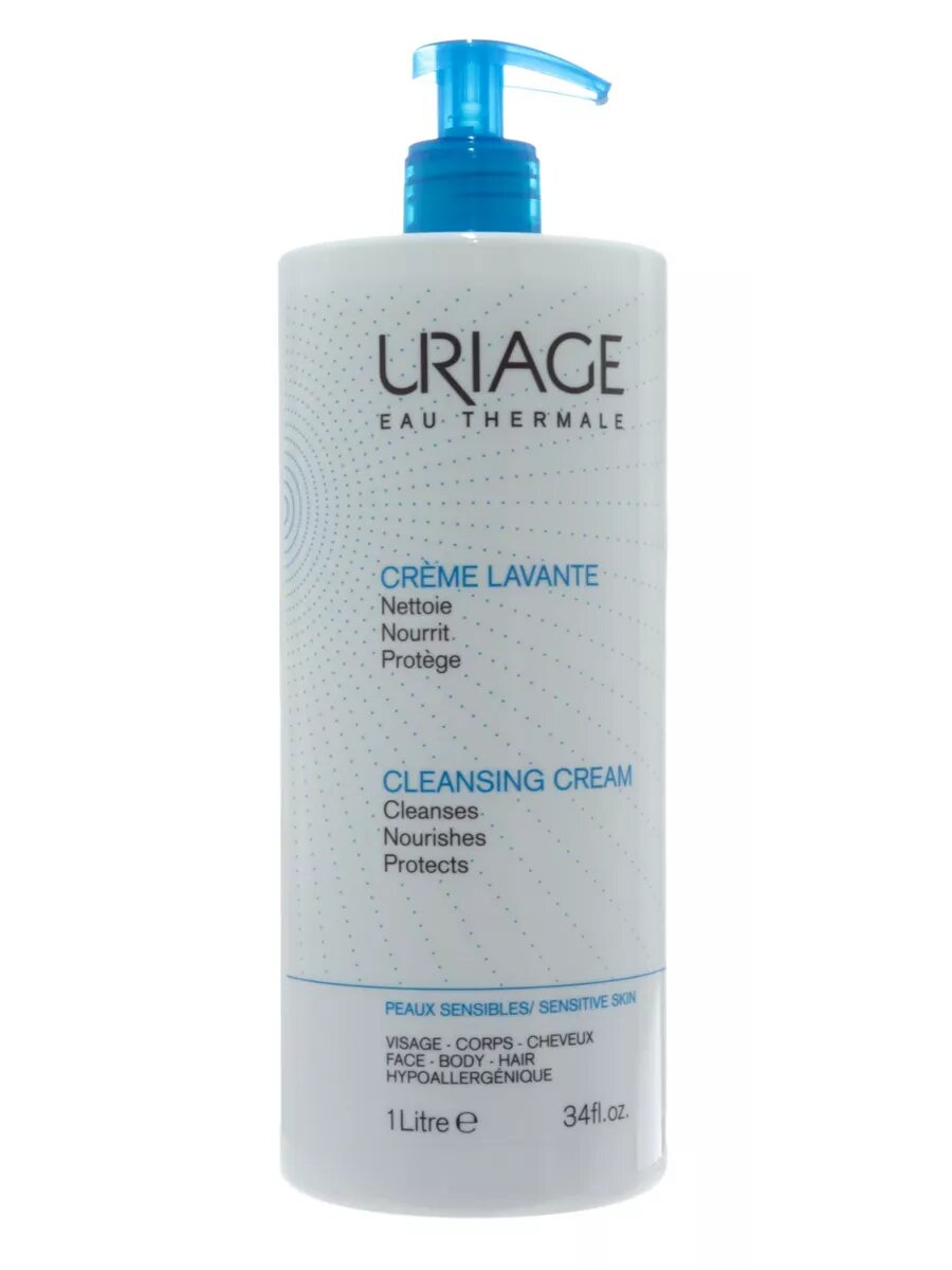 Крем Uriage, пенящийся, очищающий, для всех типов кожи, флакон, 1 л