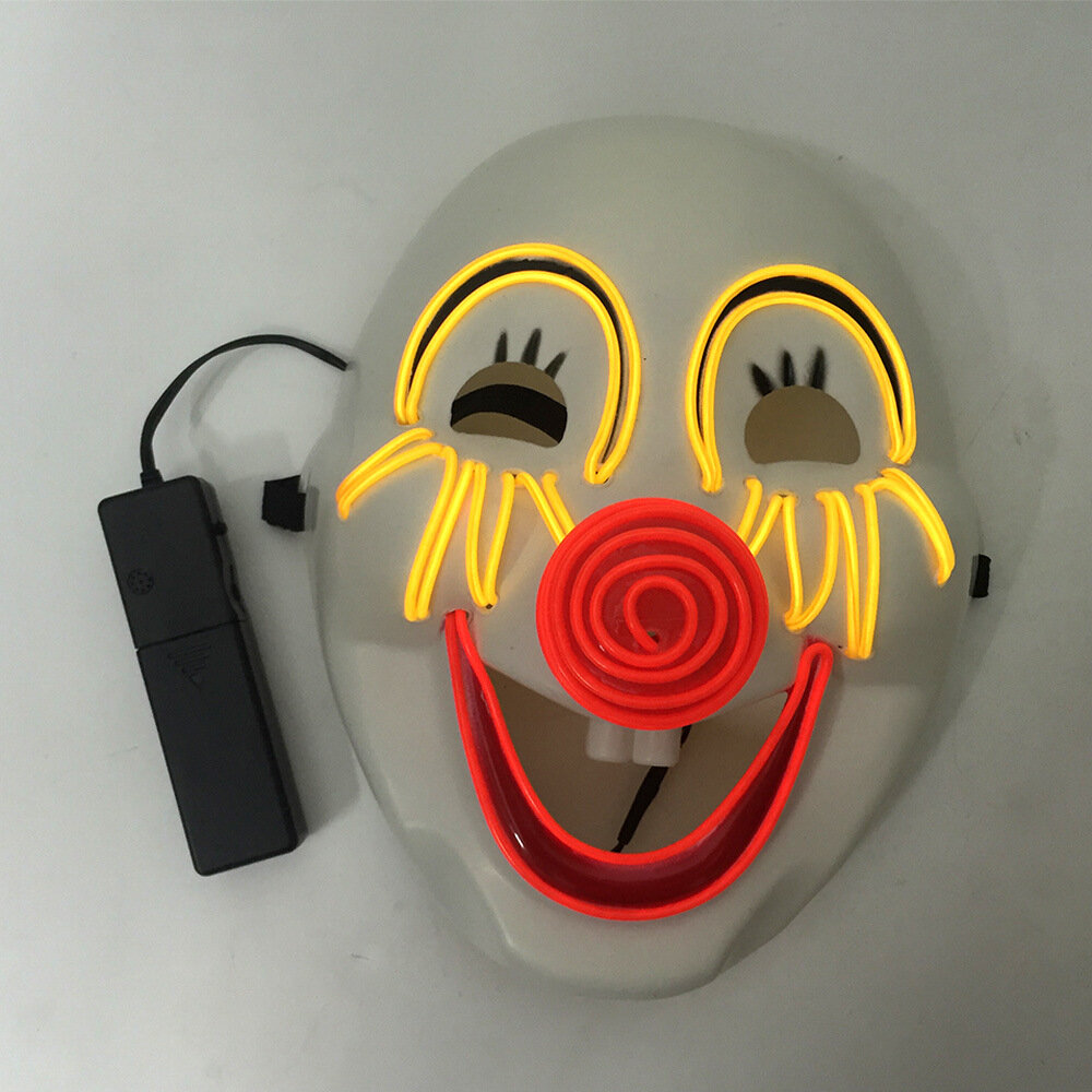 Маска клоуна "Смайлик", с красным носом, светодиодная, для Хэллоуина