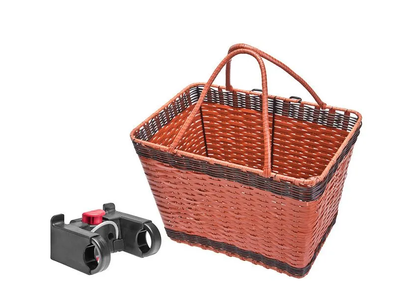 Корзина STELS JL-106 передняя универсальная плетёная, стальная/пластиковая, коричневая