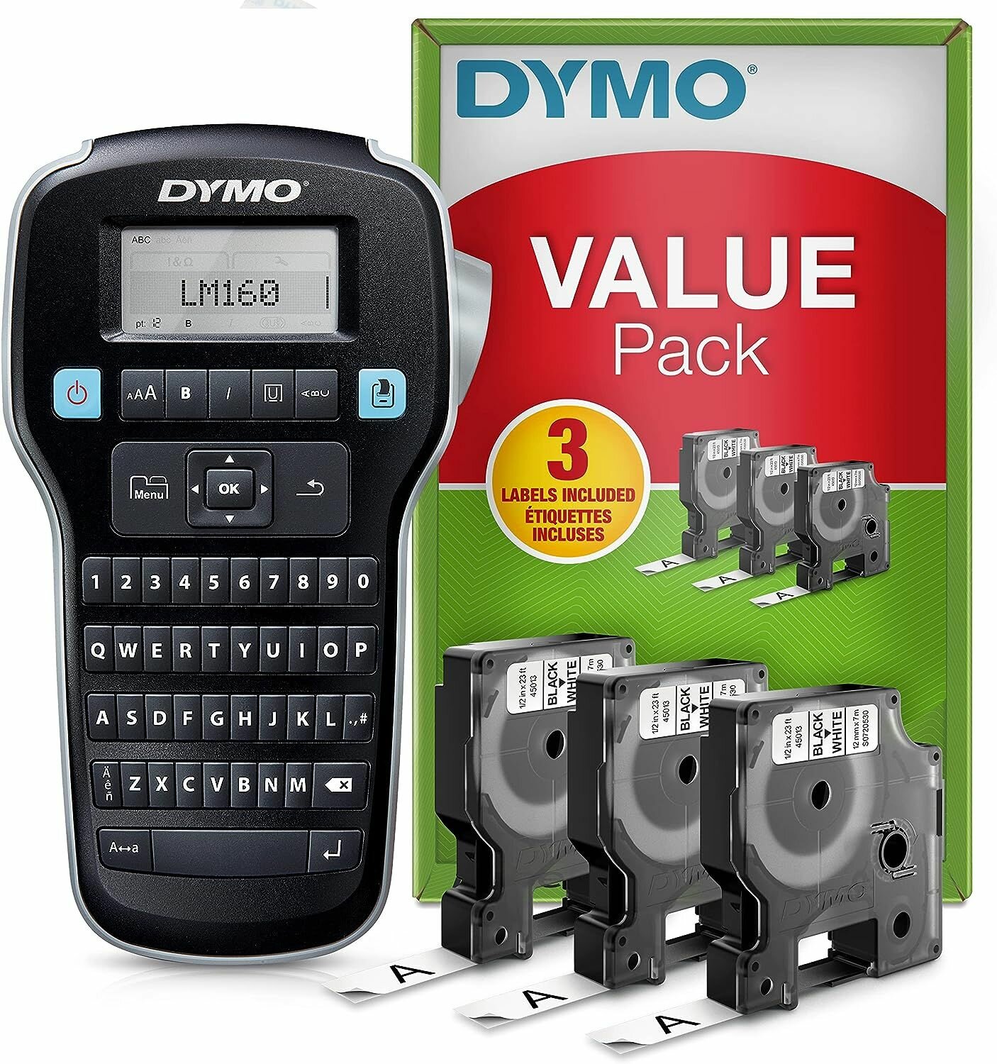 Стартовый комплект этикетировочного станка Dymo LabelManager 160 с 3 рулонами этикеточной ленты D1