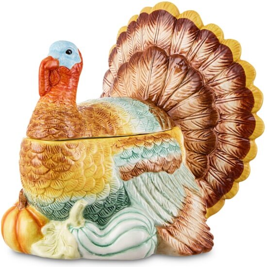 Банка с крышкой Decor DE Table Осенние дары Индюк 23.85х23.85х25.64 см, керамика