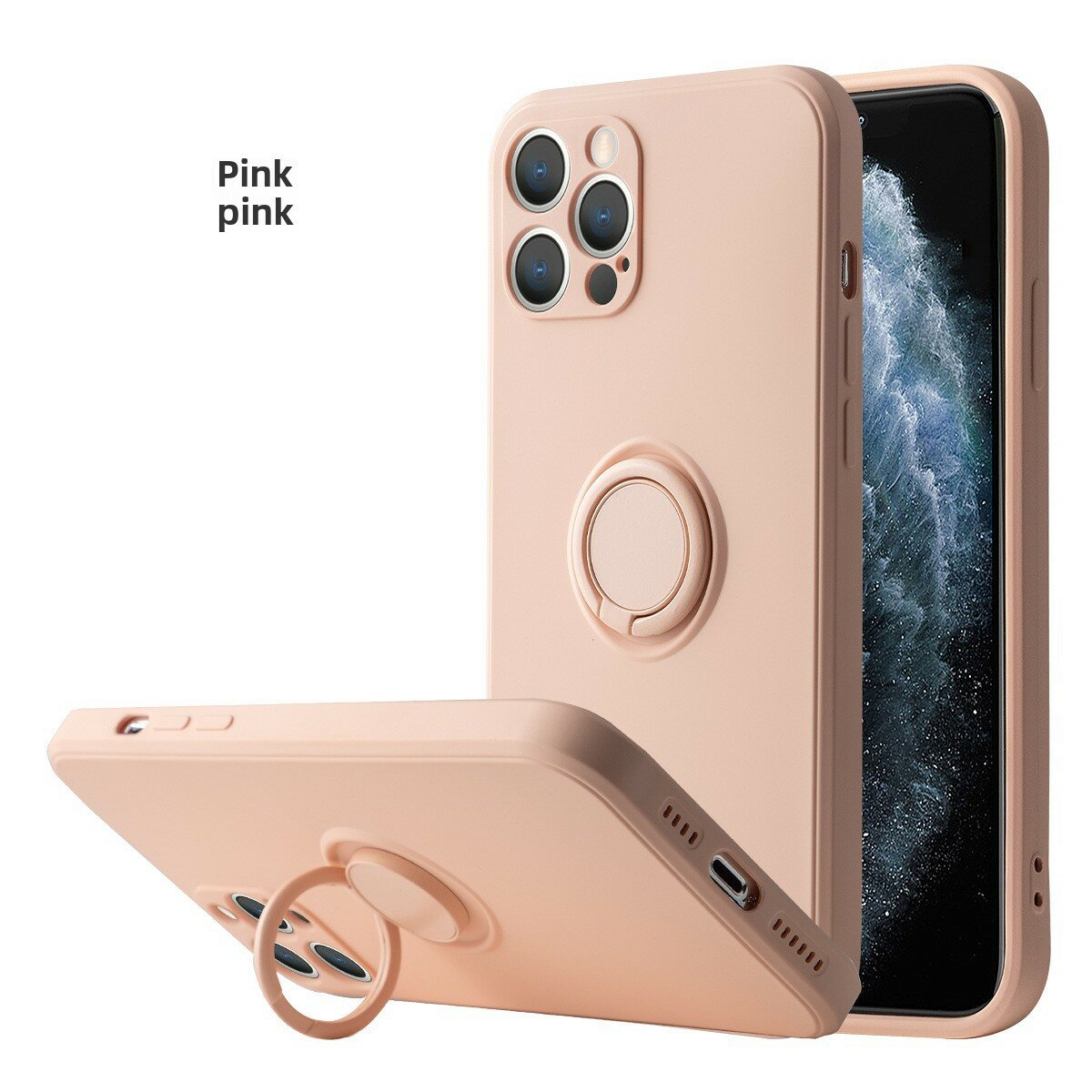 Чехол-кольцо Other 323, для Samsung S22 Plus, силиконовый, кронштейн, розовый