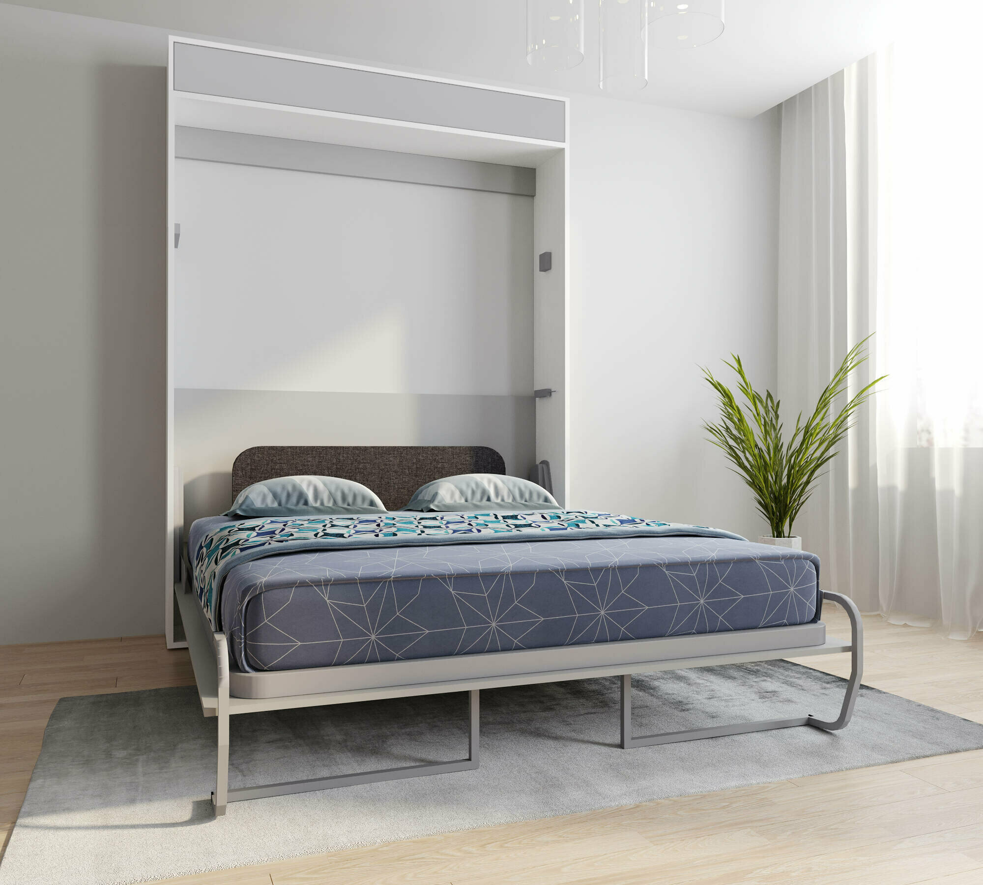 Шкаф кровать-трансформер с изголовьем Ergoroom Летто 1600 с антресолью Лайт Тренд