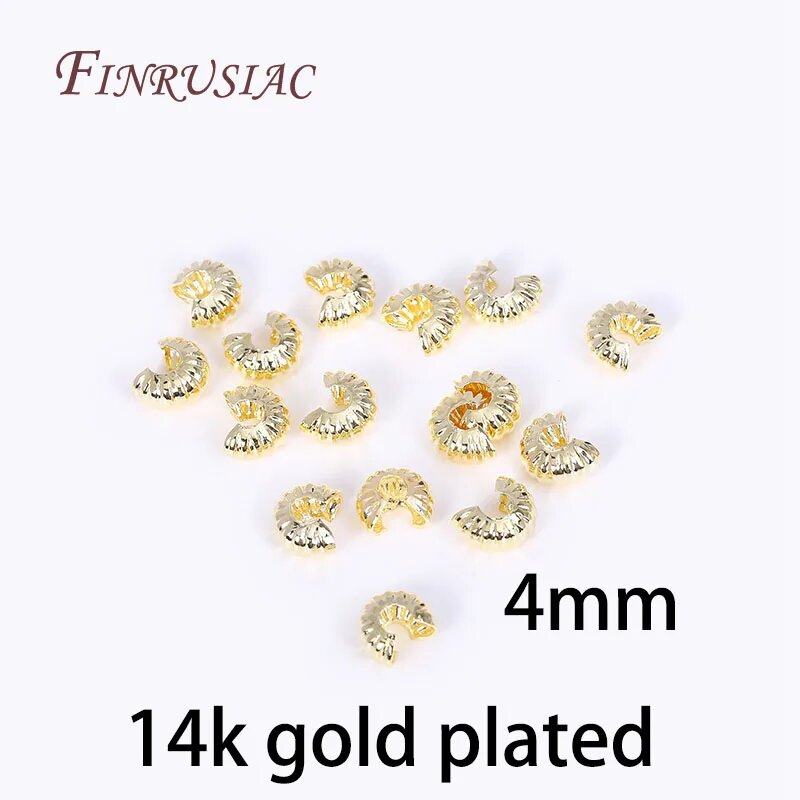 Позолоченные бусины crimp 4 мм, 14K Real Gold Plated