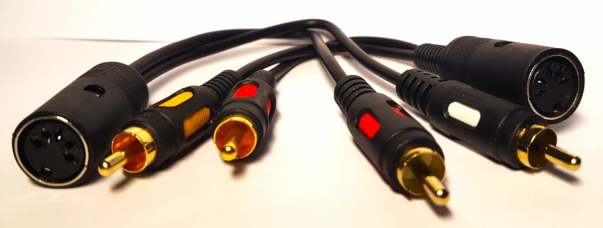 Шнур-переходник 5Din гнездо - 2RCA шт. Пластик литой Комплект 2 шт.