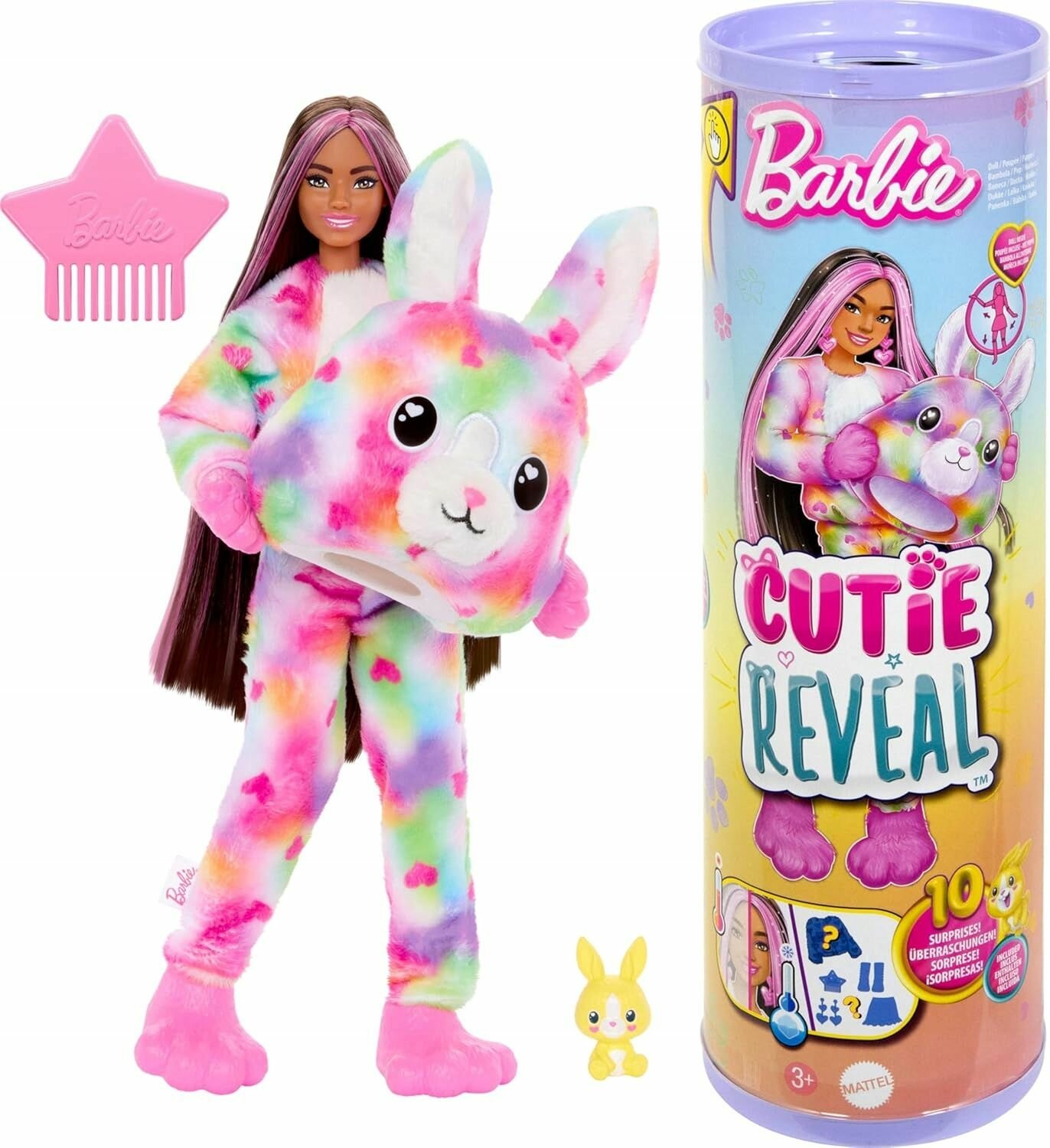Кукла Mattel Barbie Cutie Reveal Colorful Dreams - Кукла в костюме цветного кролика с сюрпризами, включая смену цвета - Барби HRK38