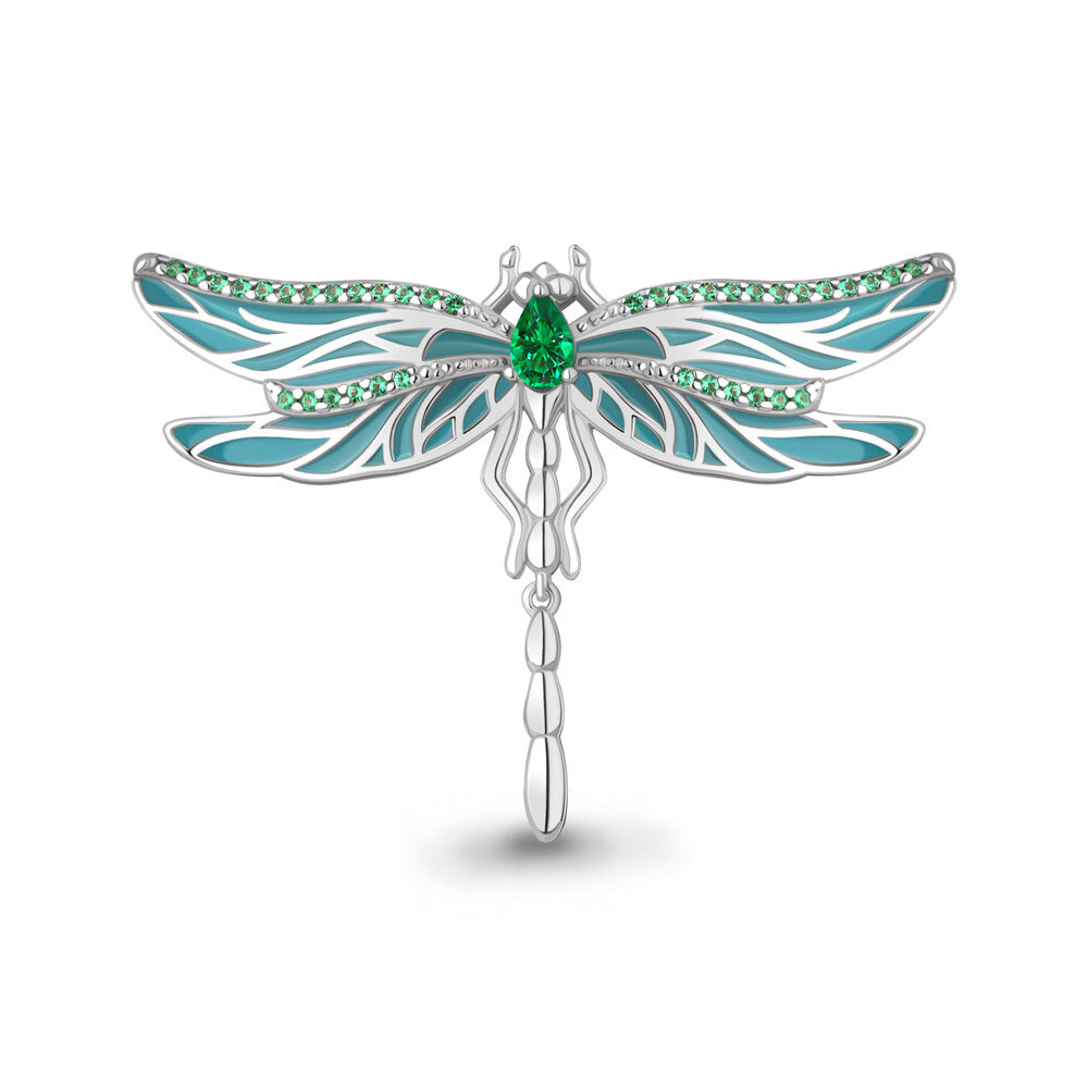 Брошь, серебро, 925 проба, родирование, золочение, изумруд синтетический