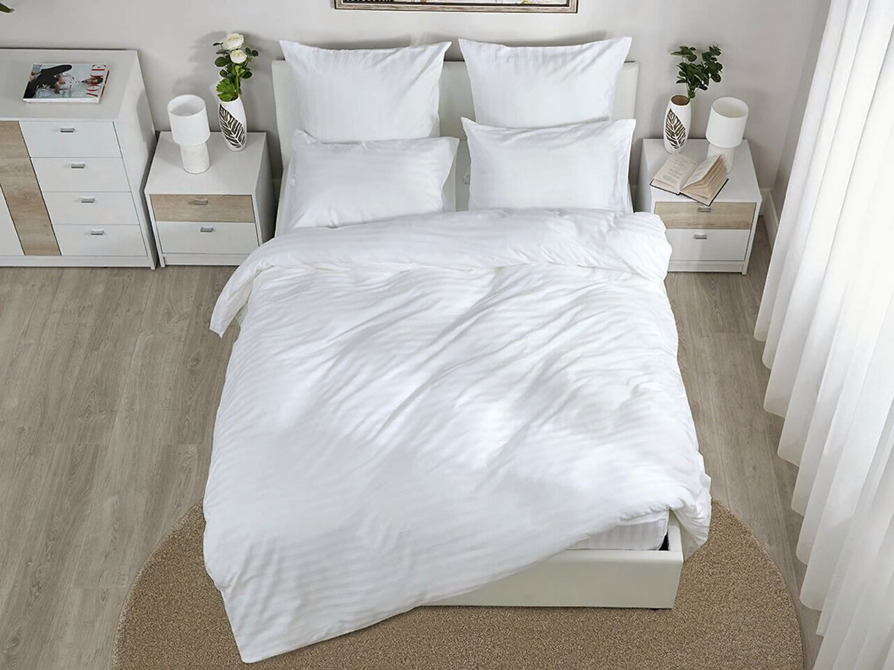 Пододеяльник страйп-поплин 150 х 200 - М - Гестхаус Белый 3х3