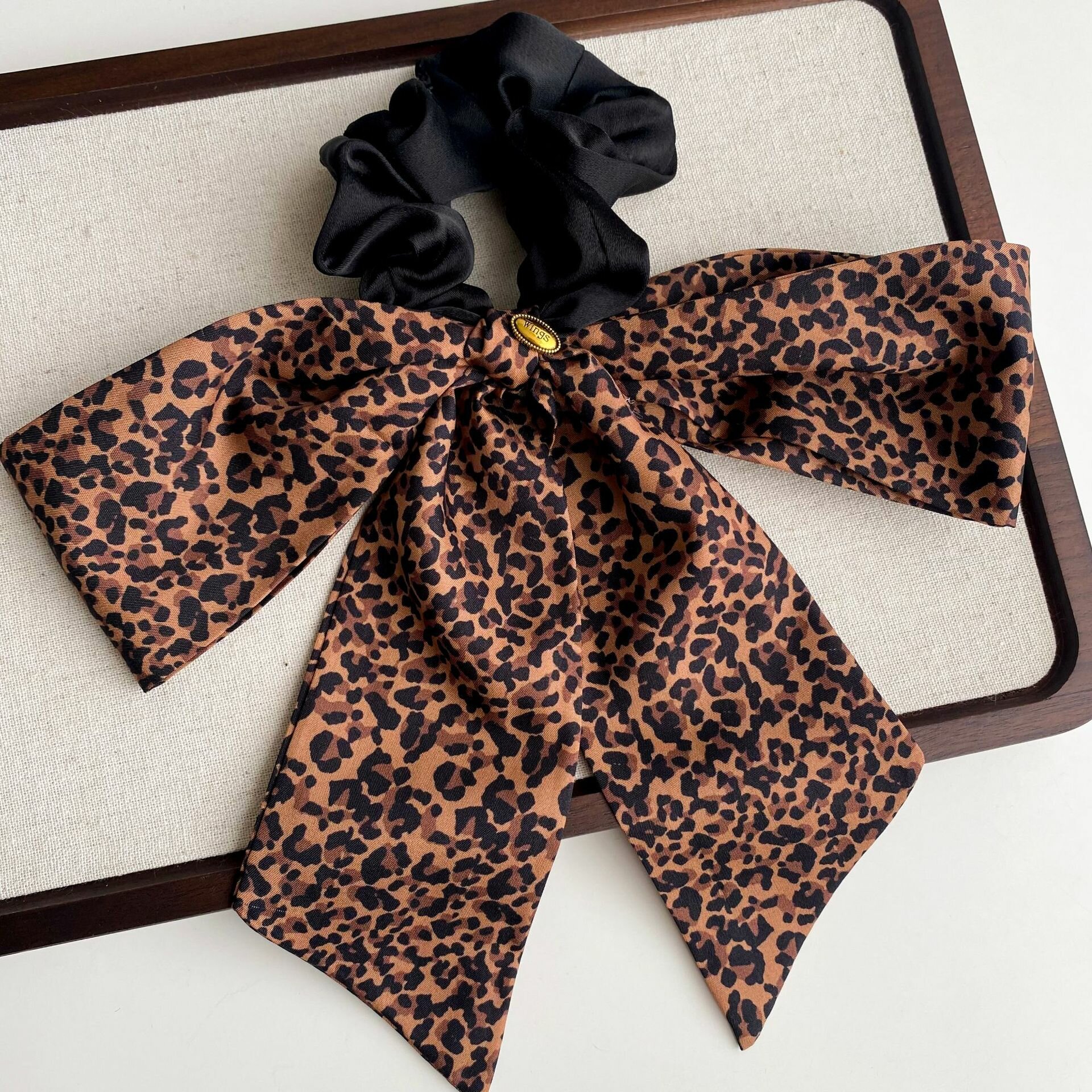 Кольцо для волос "Леопардовый узор", с бантом-растяжкой