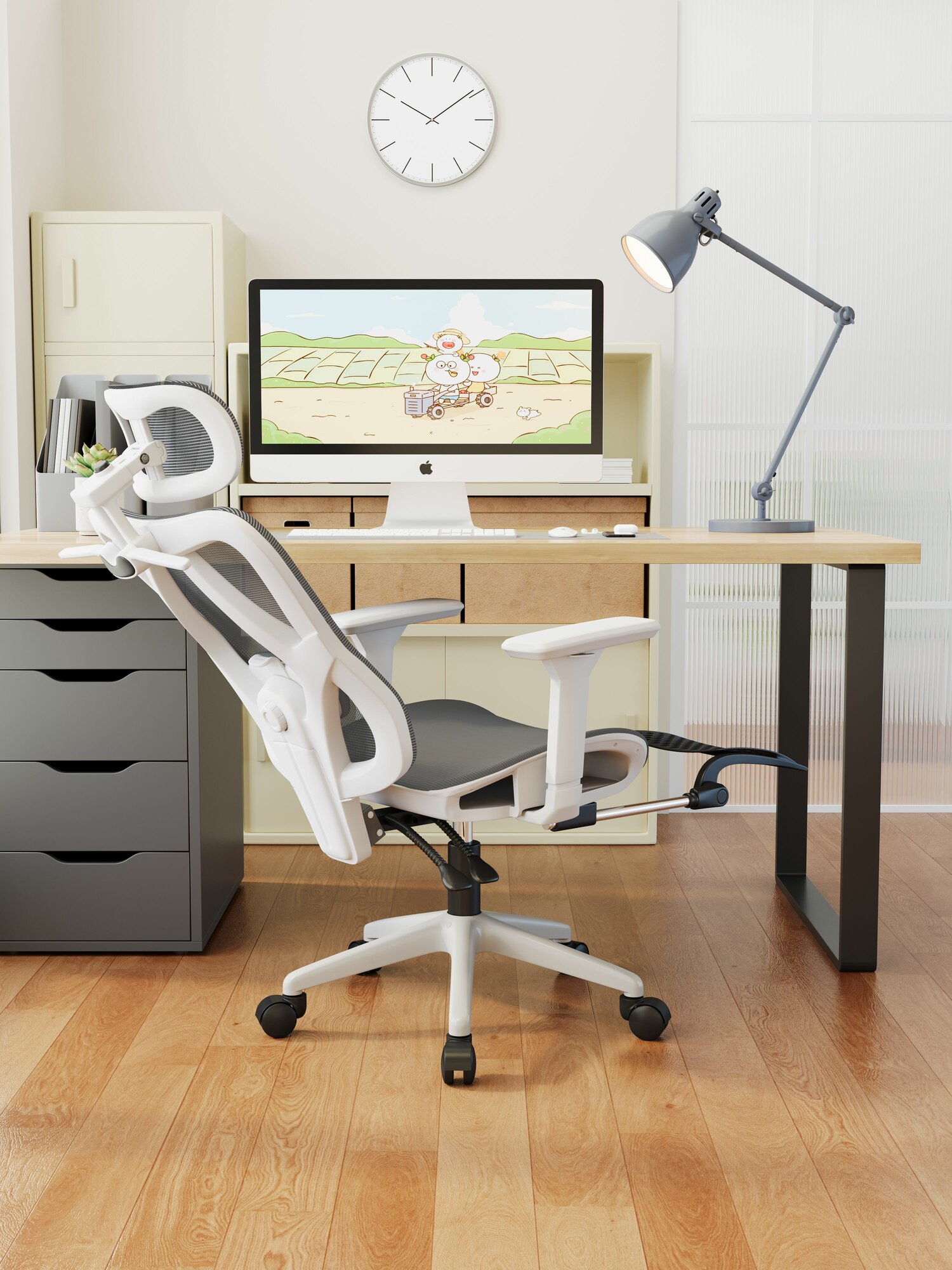 Офисное компьютерное кресло-полое сиденье, 3D-подлокотник, подставка для ног