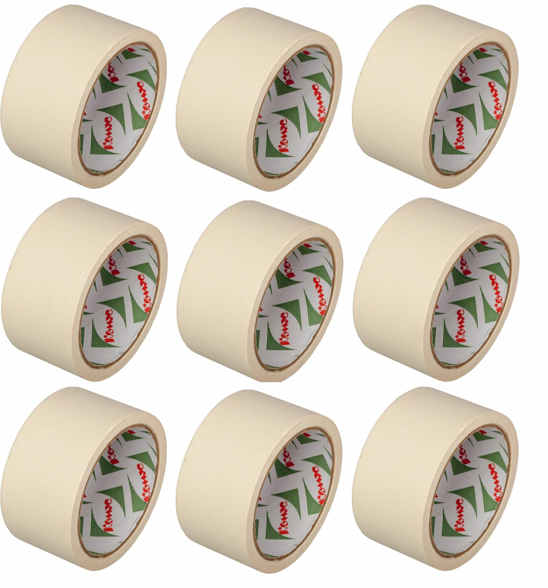 Комус Клейкая лента бумажная малярная, 48 ммх19 м, креппированная, 9 уп.