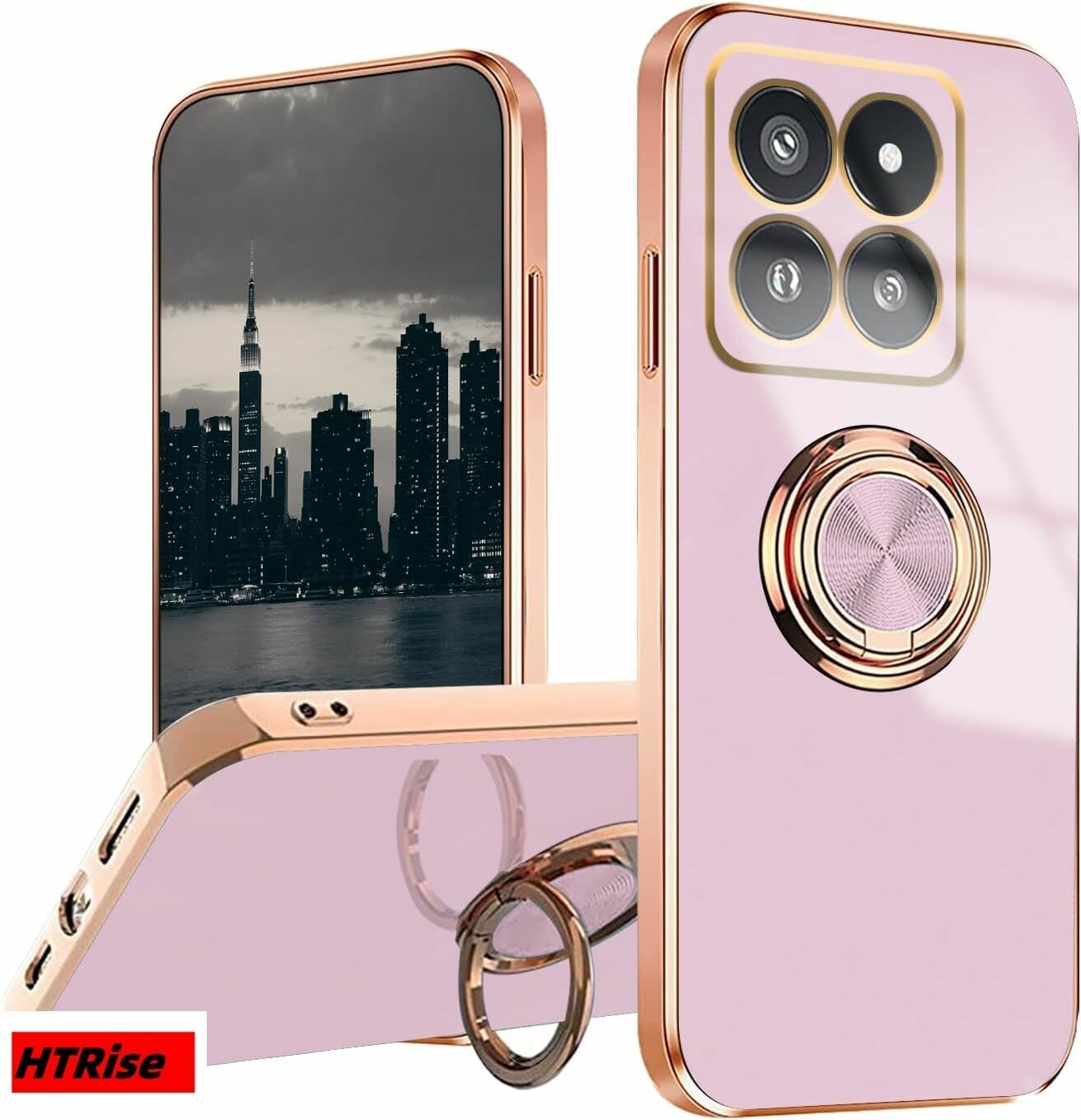 Чехол противоударный для Xiaomi 14T (Сяоми 14T, Ксиаоми 14T) с кольцом и с функцией подставки цвет, пурпурный