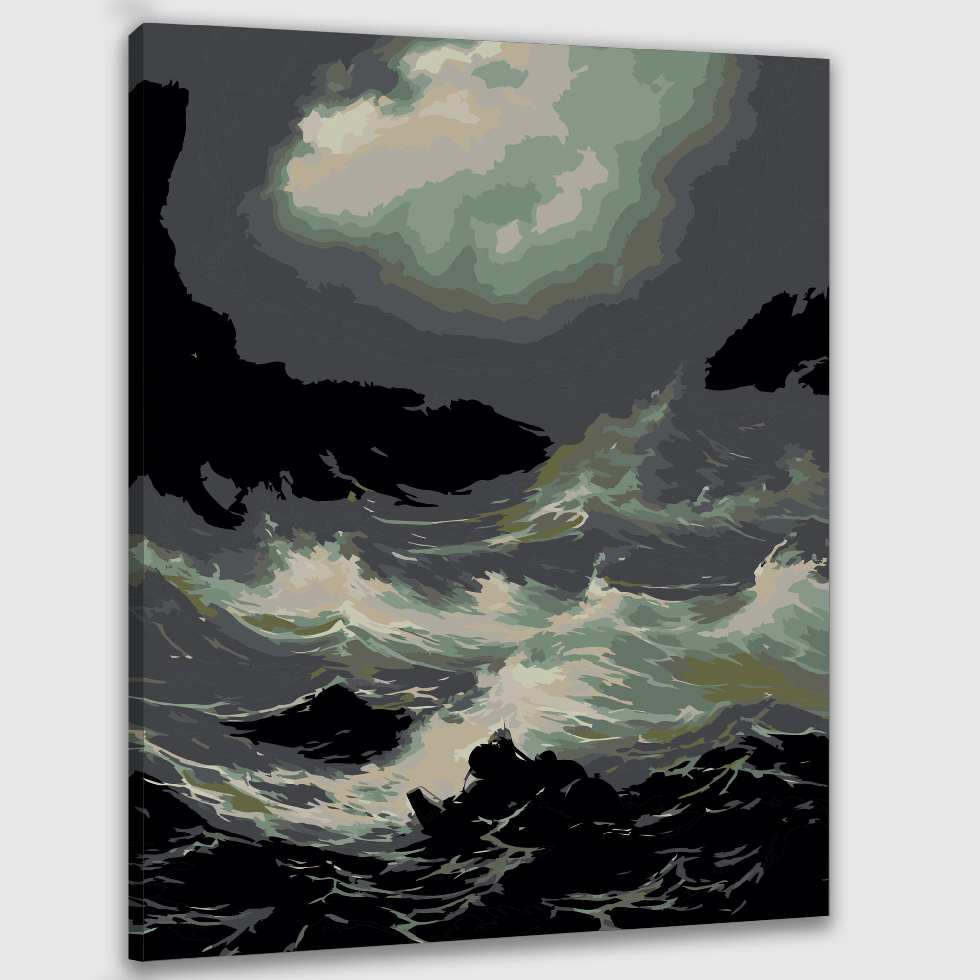 Картина по номерам 40x50 см, картина, масло, шторм, море, волны, облака, благоговение, страх, контраст, напряжение