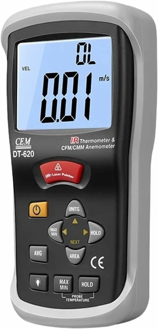 Анемометр DT-620, с инфракрасным измерением скорости ветра, многофункциональный, 30м/с