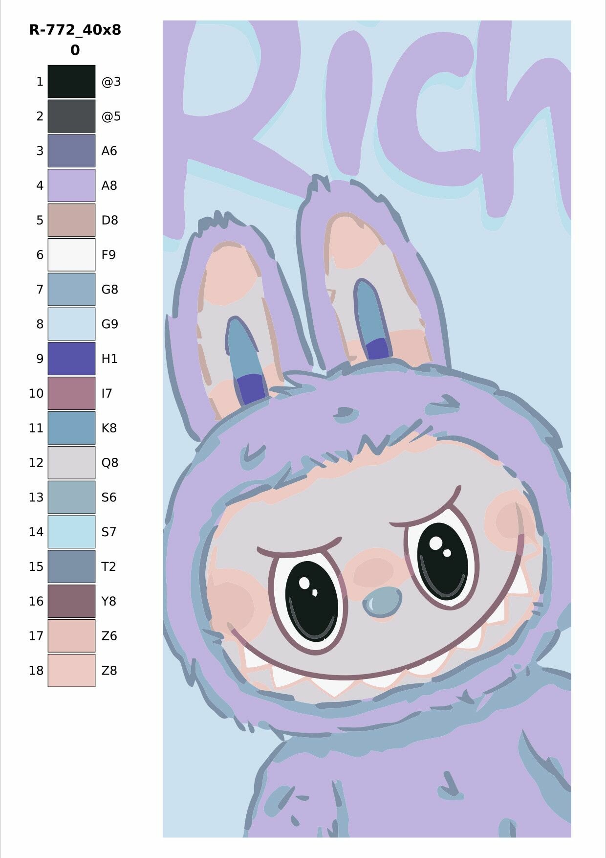 Картина по номерам R-772 "Лабубу Labubu игрушка" 40x80 см