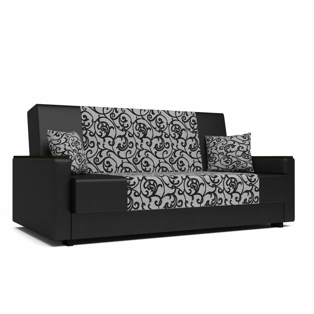 Диван Mebel-ars Книжка Рогожка Кантри/Экокожа черная Размеры: Высота 900мм Глубина 950мм Ширина 2100мм