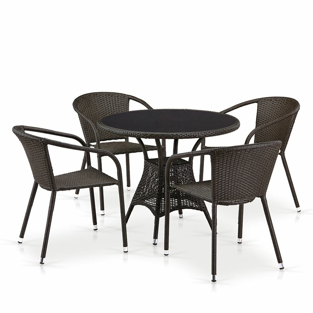 Комплект плетеной мебели Афина T197ANS-W53 / Y137C-W53 4Пкс(4Pcs) коричневый(Brown)