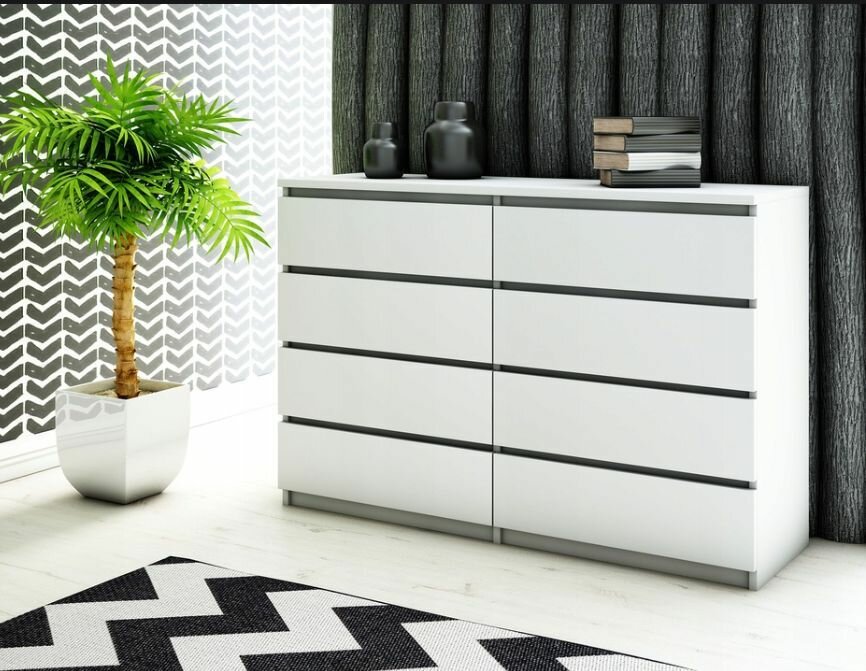 Комод 8 ящиков "Элла" белый