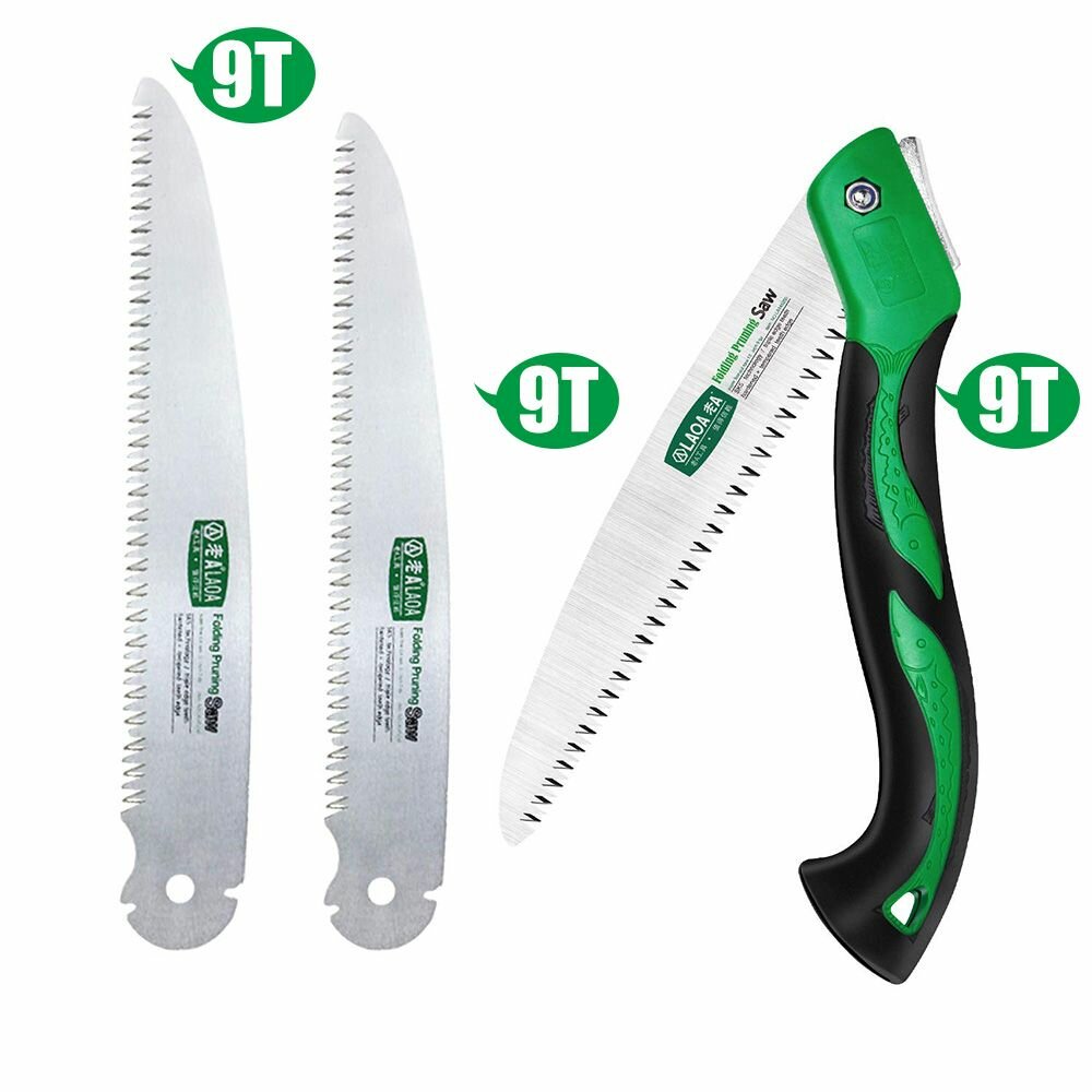 Садовая пила LAOA, складная 250 мм, 9T, средний зуб, обрезная пила, два дополнительных лезвия(9T*2)