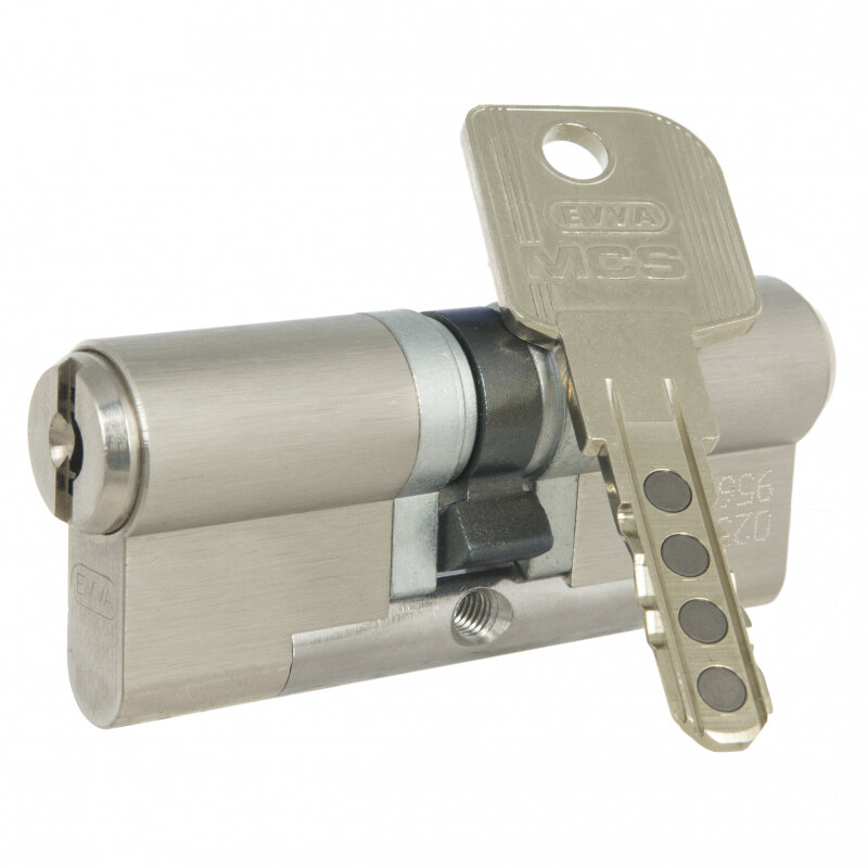 Цилиндровый механизм EVVA MCS ключ/ключ 87 мм. (41+46) матовый никель (личинка замка, сердцевина, секретка, врезной, цилиндр)