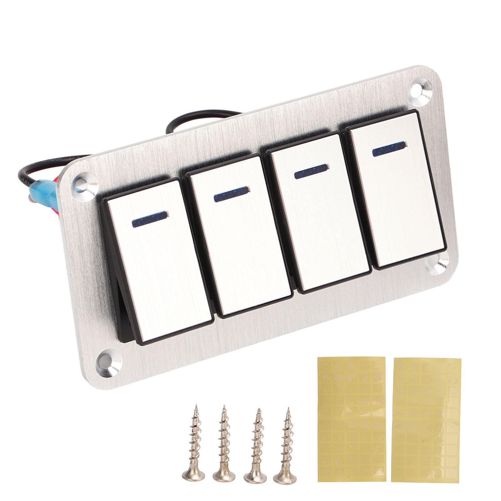 Панель переключателей из алюминиевого сплава с 4 кнопками, центральные переключатели управления для приборной панели автомобиля или яхты, прочная и простая в установке