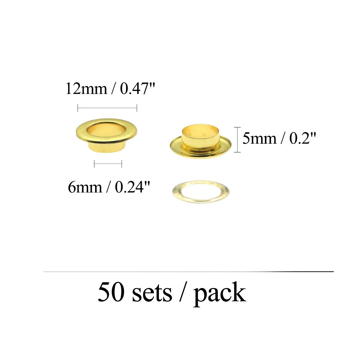 Медные люверсы для кожи 3-30 мм 6mm 50 sets