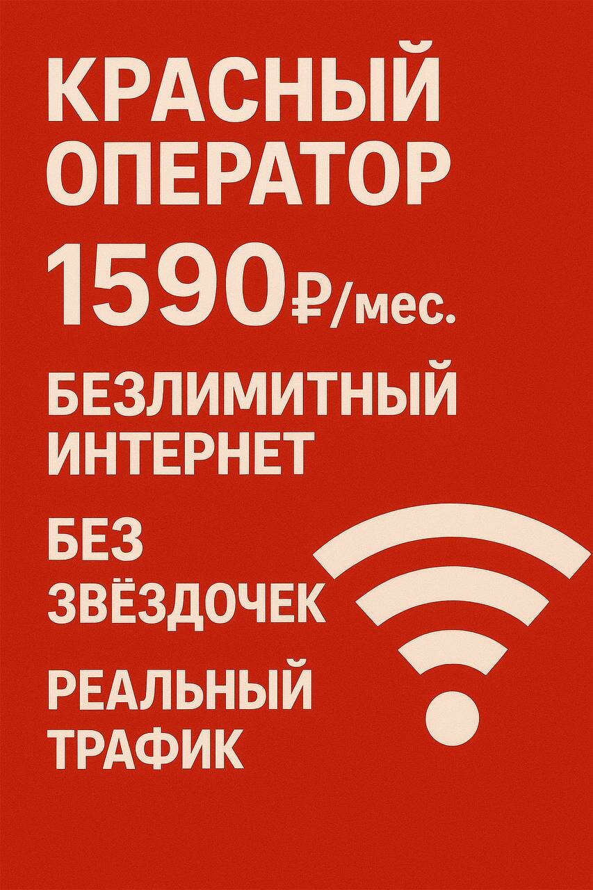 Симкарта с безлимитным интернетом красный оператор 1000 ГБ для всех устройств