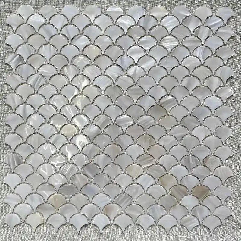 Мозаика из ракушек, белый перламутр beige white