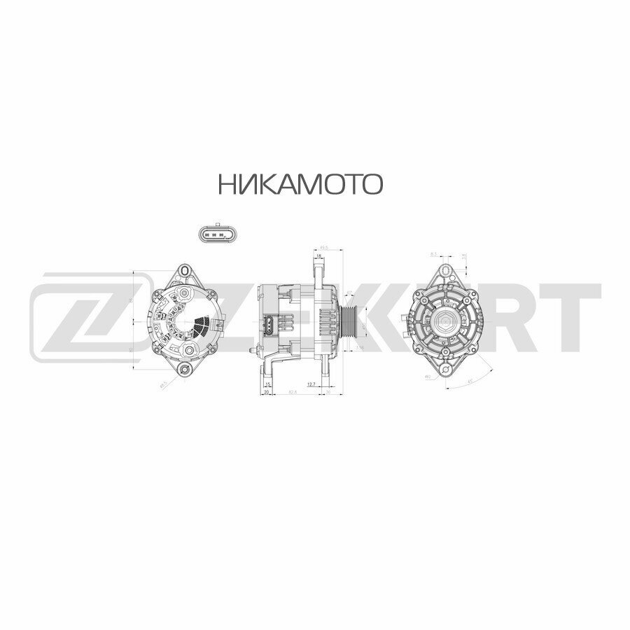 ZEKKERT GE-1040 Генератор Chevrolet Aveo (T200 T250 T255) 03- Daewoo Kalos (KLAS) 02-
