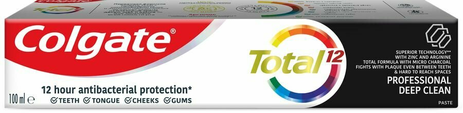 Зубная паста COLGATE Total Профессиональная Глубокая Чистка 100мл x 3 упаковки