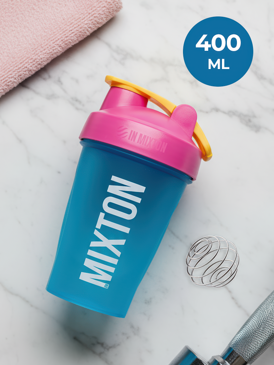 Шейкер для протеина и коктейлей спортивный inMixton 400 мл Голубой