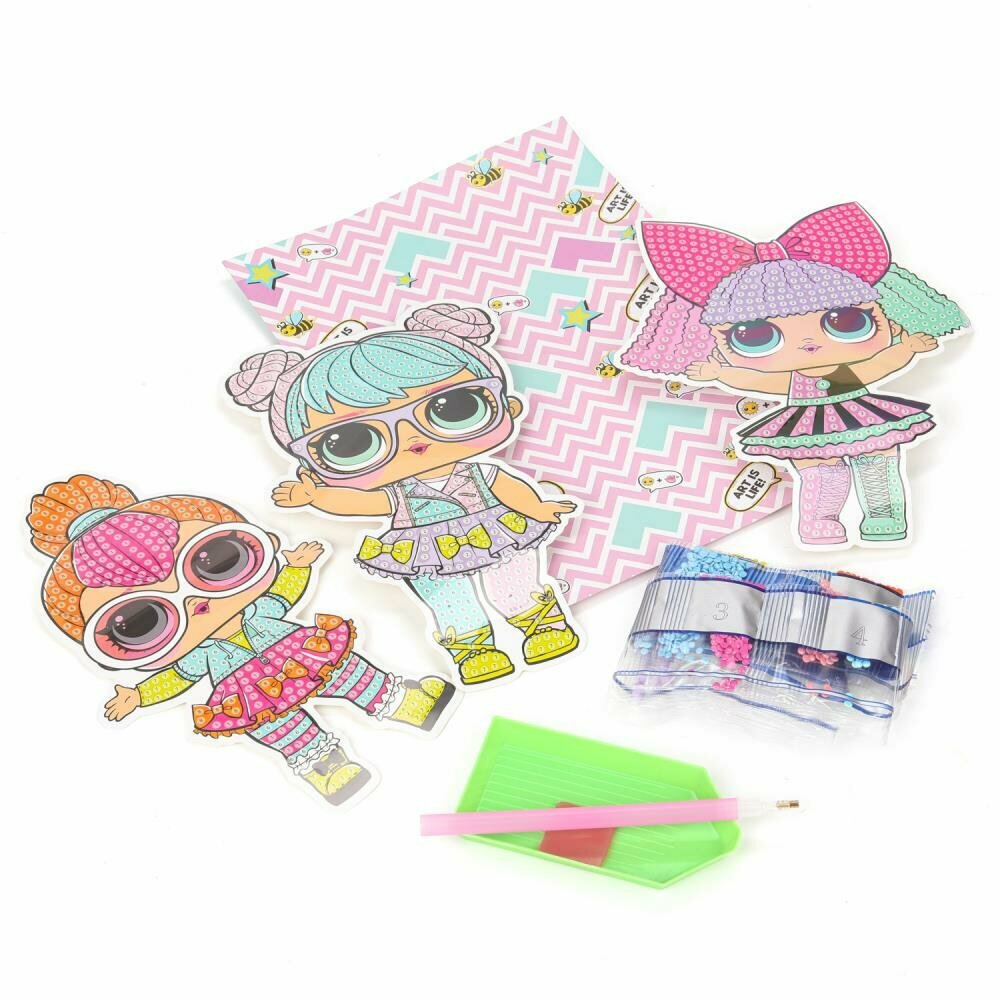 Набор д/тв. Мозаика Алмазная фигурная куколки модницы мульти