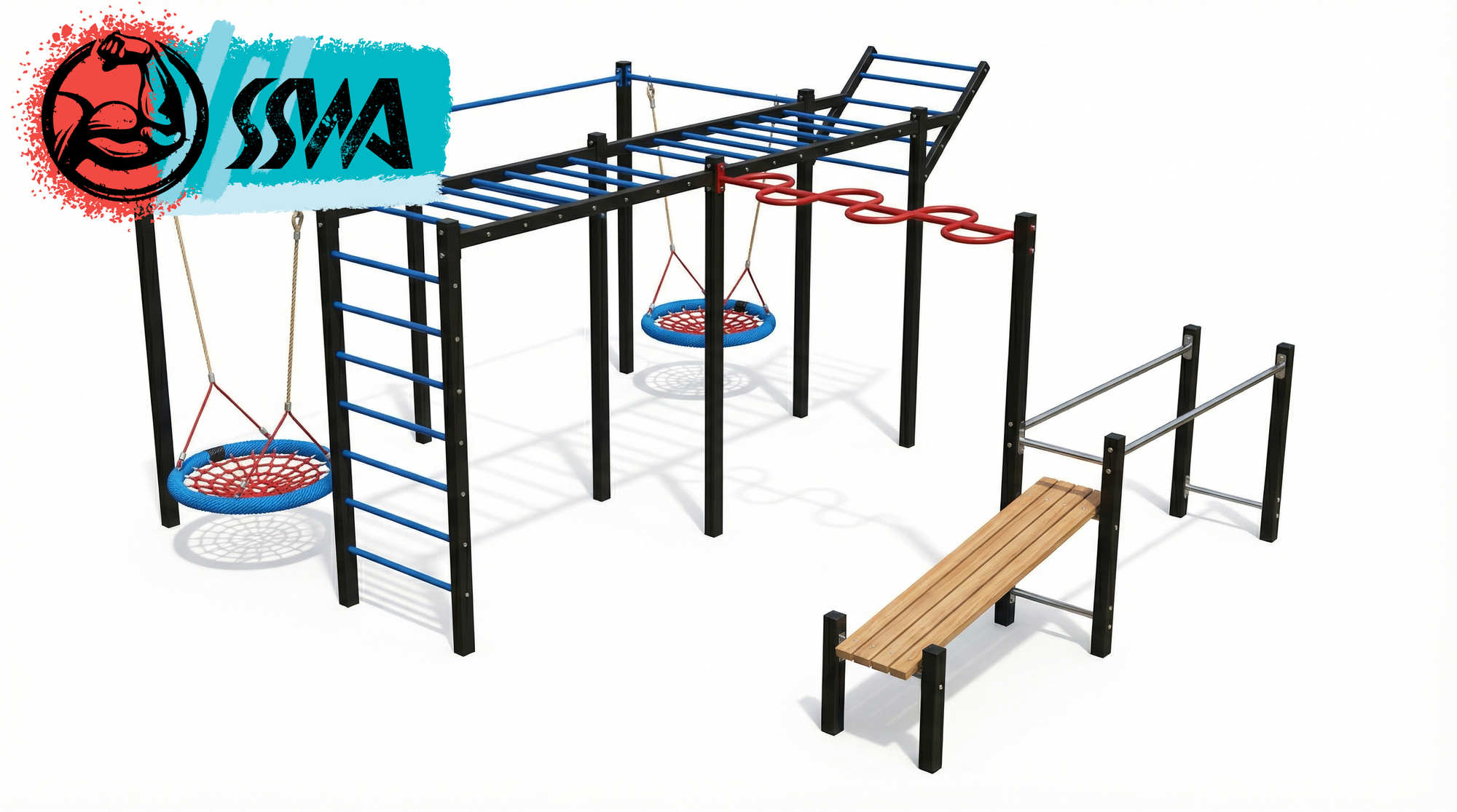 Воркаут площадка SSWA №291 – Универсальный спортивный комплекс для всей семьи 4.6*3 метра от производителя
