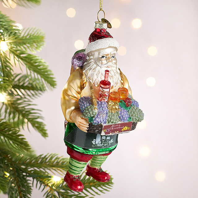 Стеклянная елочная игрушка Санта Бахус 16 см, подвеска, Kaemingk, 120690
