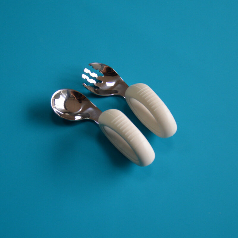 Набор вилки и ложки из PPSU силикона, 316 нержавеющая сталь, короткая ручка для малышей, вилка и ложка для детского сада, самостоятельное питание