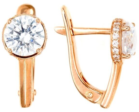 Серьги, красное золото, 585 проба, кристаллы Swarovski