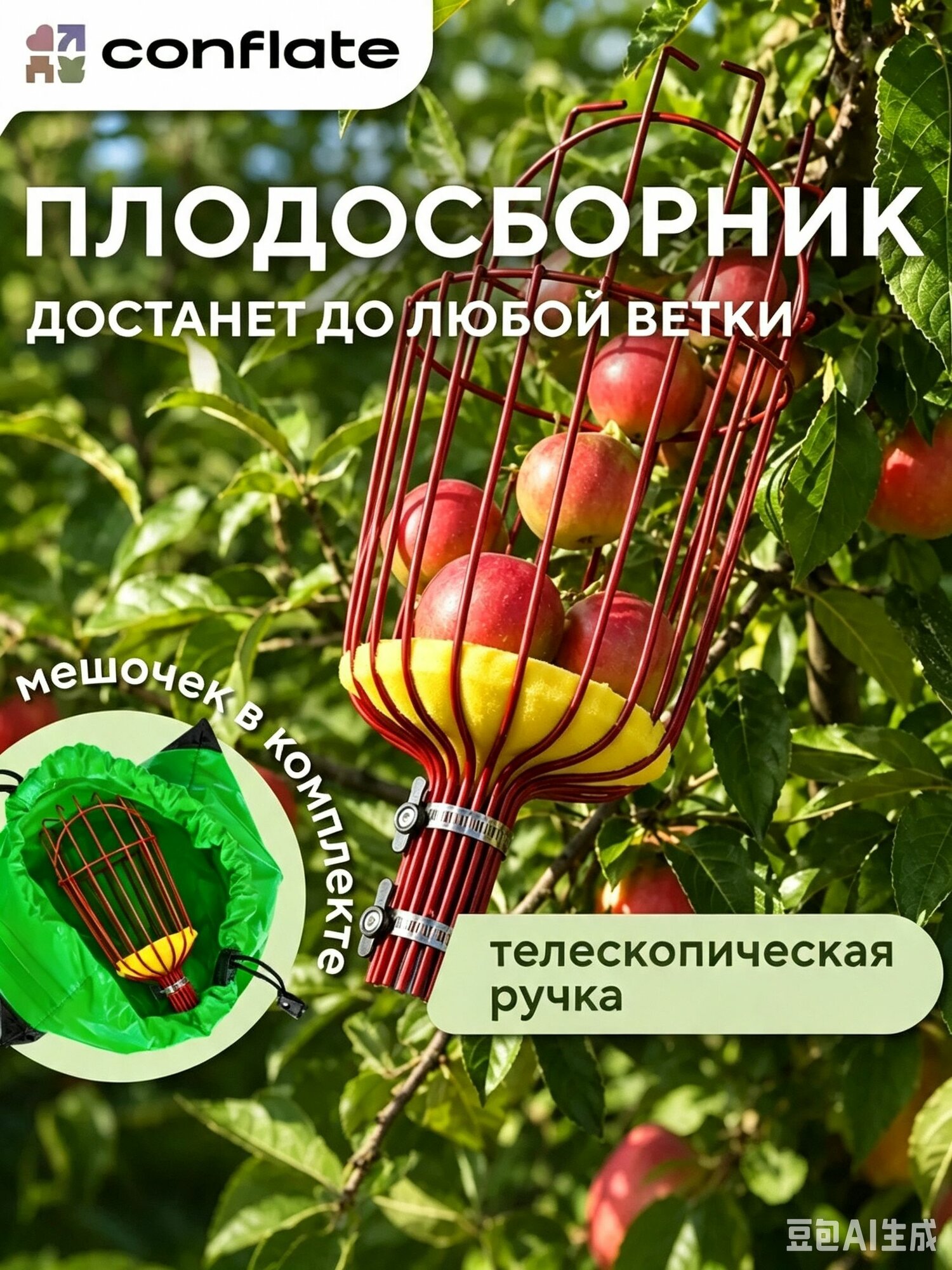 Плодосборник 25 см x 15 см 1 шт железо