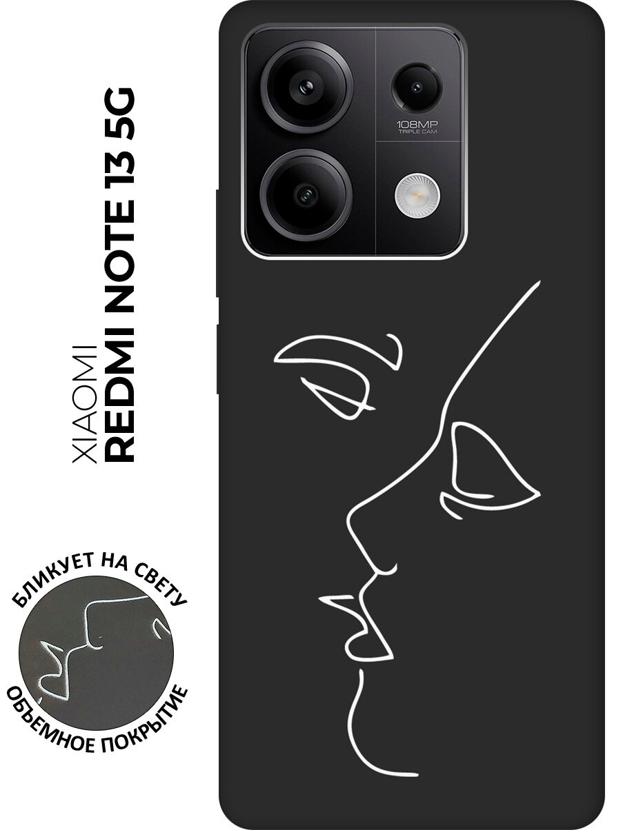 Силиконовый чехол на Xiaomi Redmi Note 13 5g / Сяоми Редми Ноут 13 5г с рисунком "Faces W" Soft Touch черный