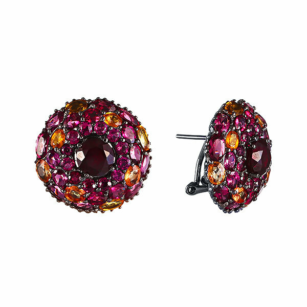 Серьги, серебро, 925 проба, сапфир, гранат, родолит