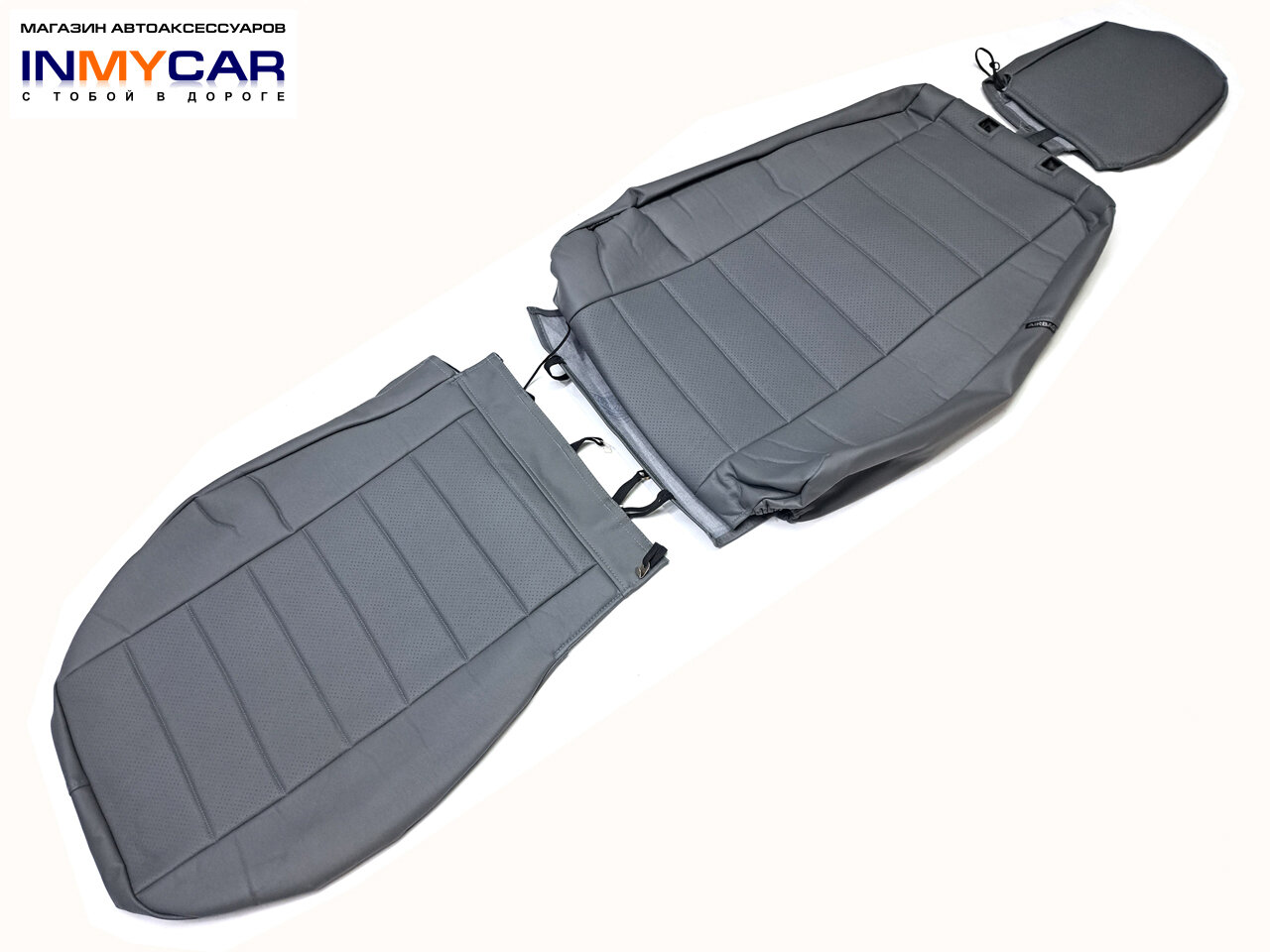 Комплект чехлов на сидения из экокожи Lada Granta (2018-2022), Серый